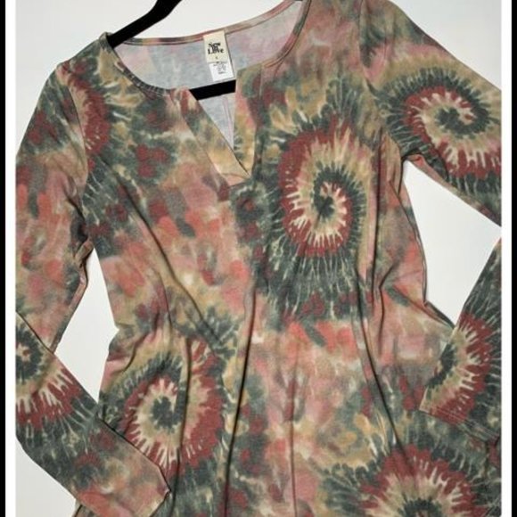Sew In Love | Tops | Rosey Olive Swirl Notch Top Tie Dye By Sew In Love ...